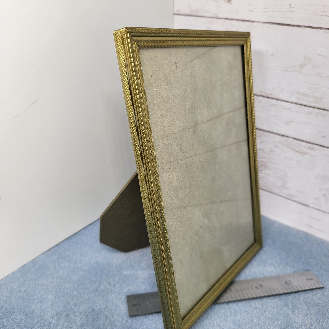 5x7 Gold Metal Frames Stamped Detail Edges With Glass- Some Age Patina ...