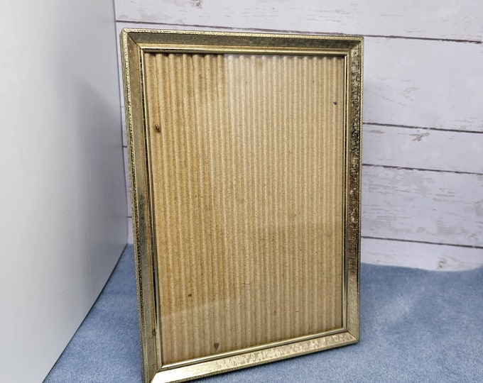 5x7 Gold Metal Frame Stamped Detail Edges With Glass- Some Age Patina ...