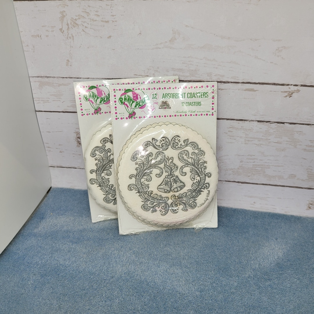 Silver Wedding or Anniversary Coasters Pack of Retro Thin Paper Layers ...