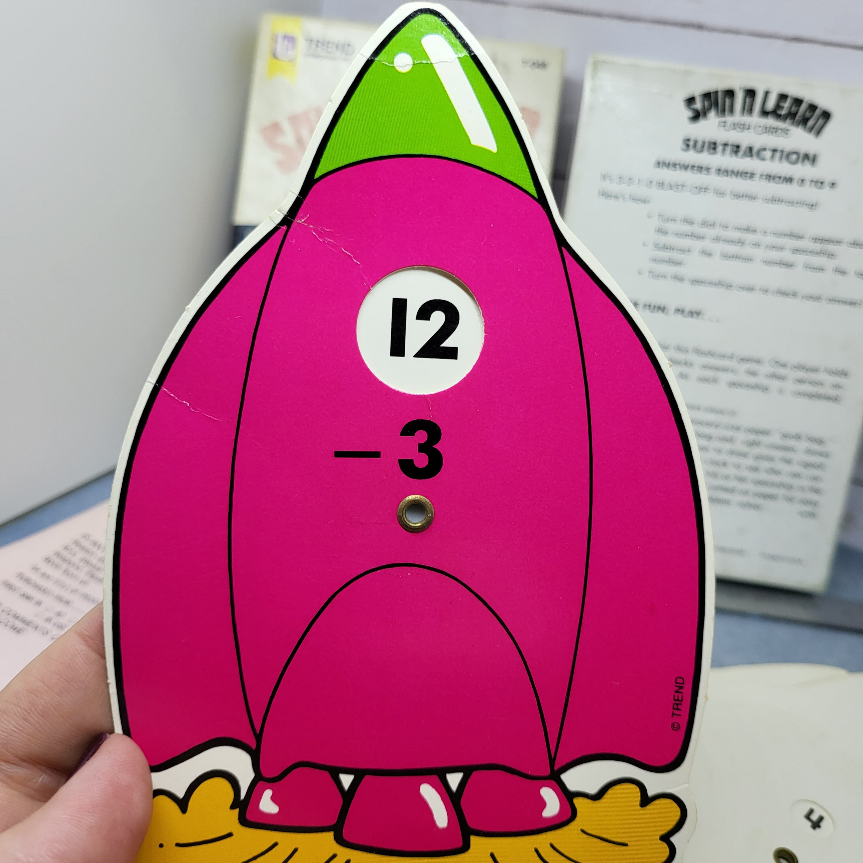 Subtraction Flash Cards Spin 'n Learn Rocket Shape Spin - Etsy