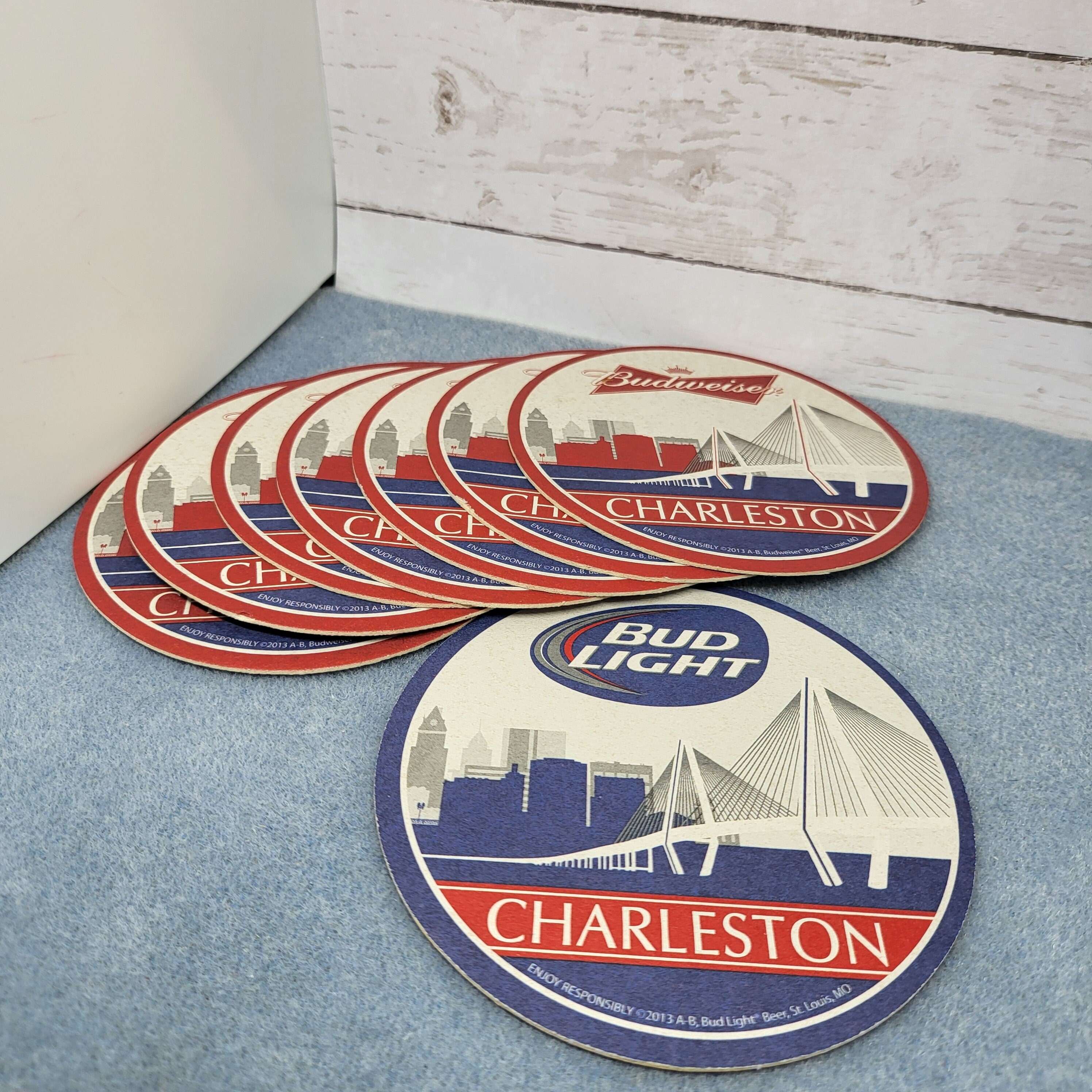 Charleston Budweiser/bud Light Coasters Old Cardboard Drink Coaster Set ...