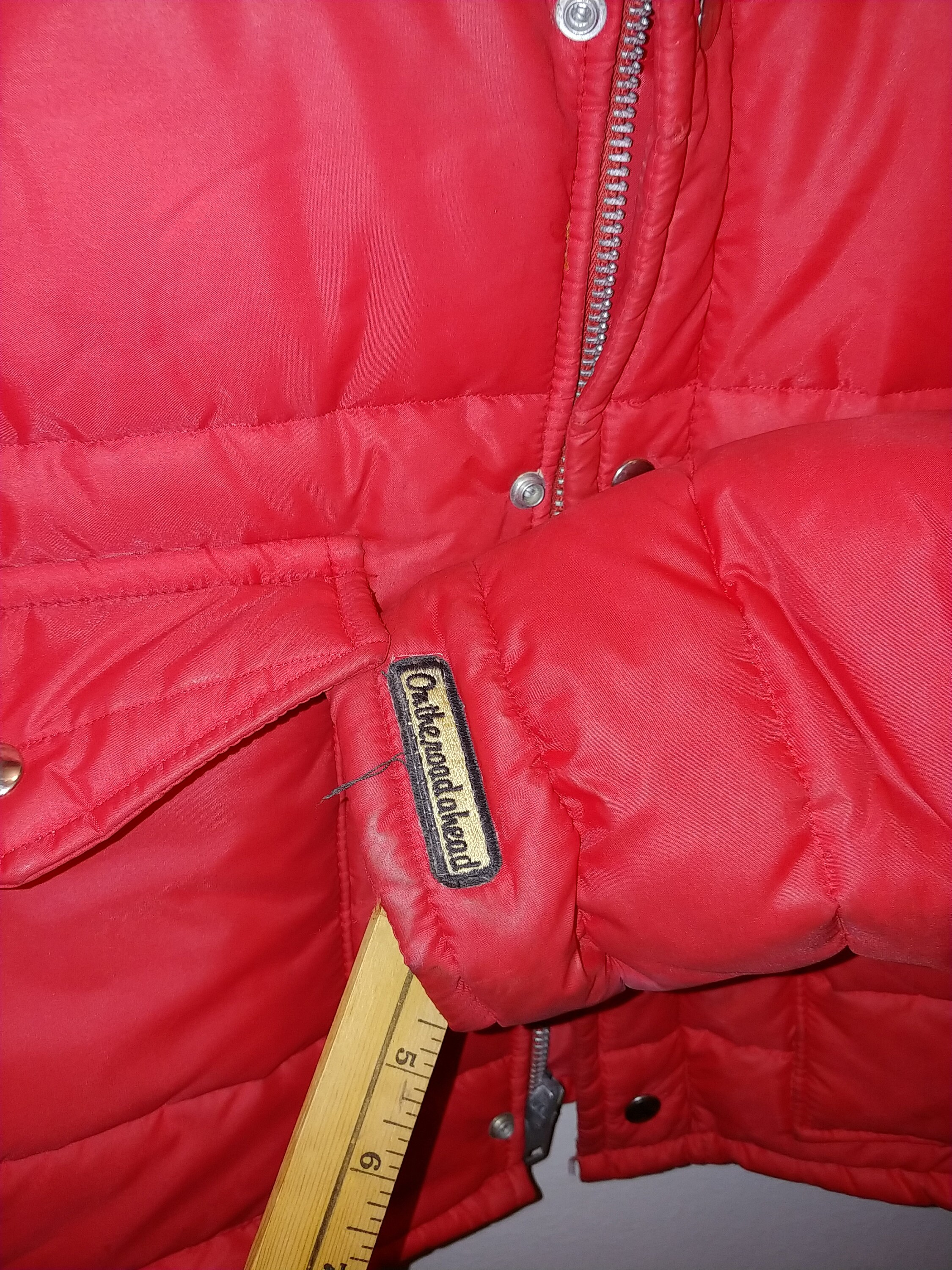 Red Puffy Jacket Green & Offwhite Stripes up the Sides - Etsy