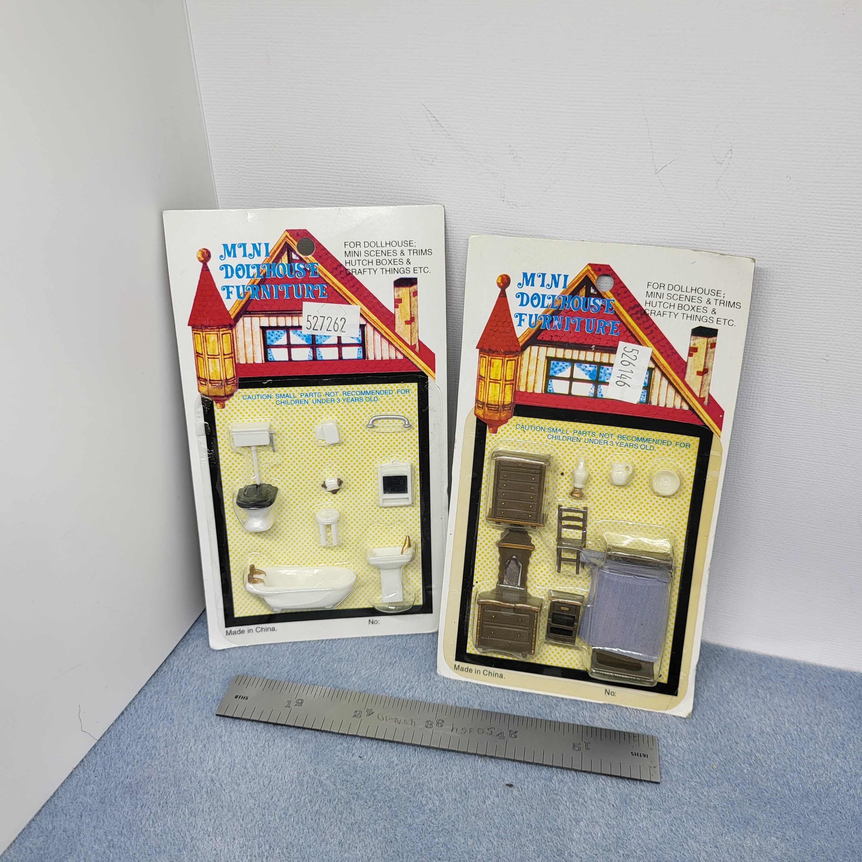 Mini Dollhouse Furniture 1/4" Scale Bedroom Set or Bathroom Set 1:48 ...