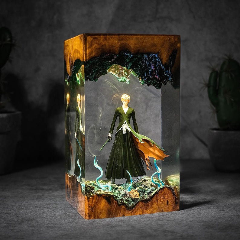 Ichigo Kurosaki Bleach Resin Lamp – Anime LED Diorama Night Light for ...