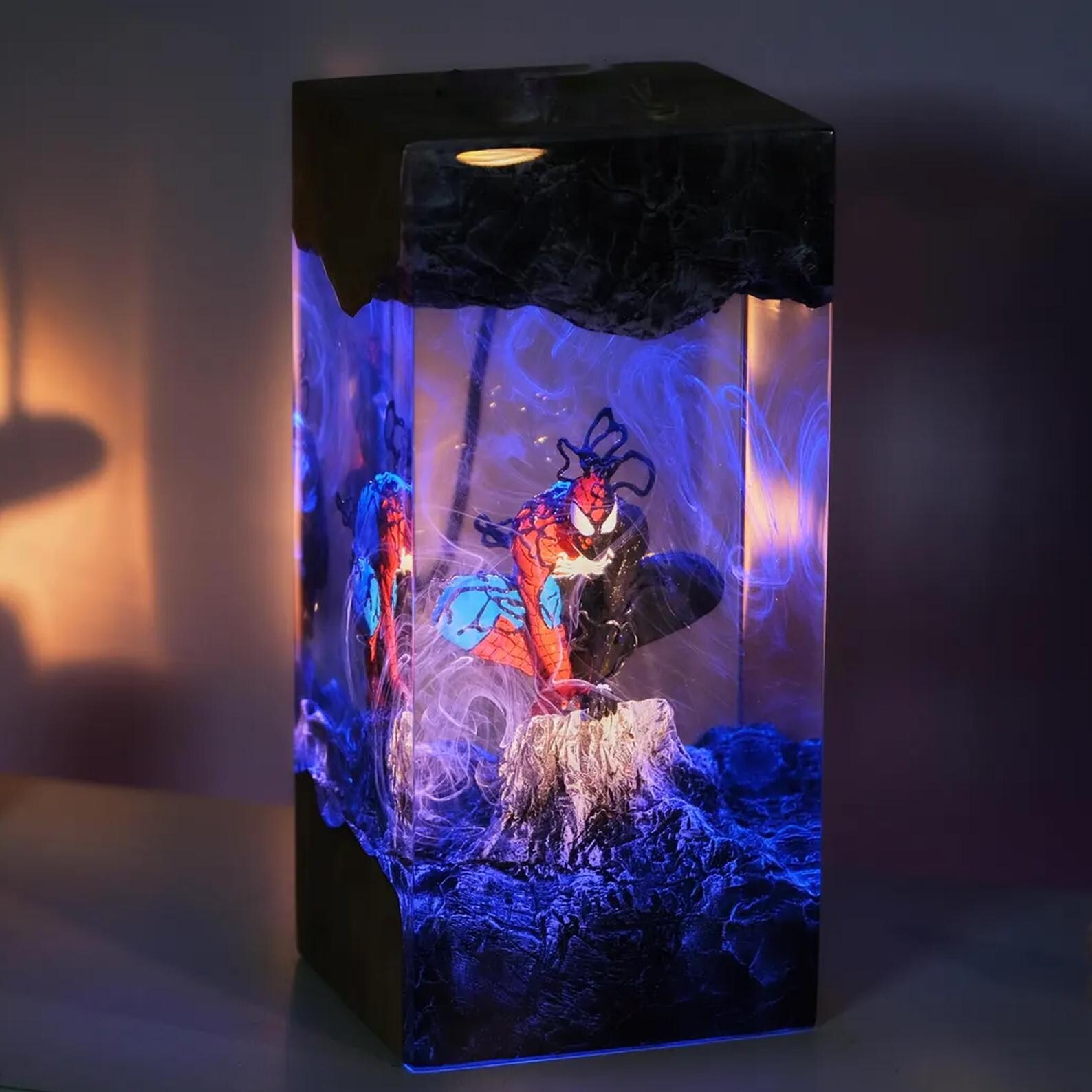 Spider-man Vs Venom Resin Diorama Lamp – Handmade LED Light – Marvel ...