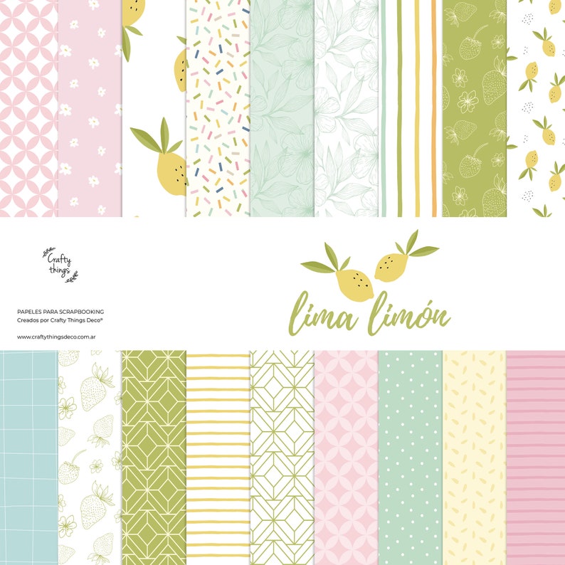 Lime Lemon Kit, Digital Collection, Digital Scrapbooking Paper ...