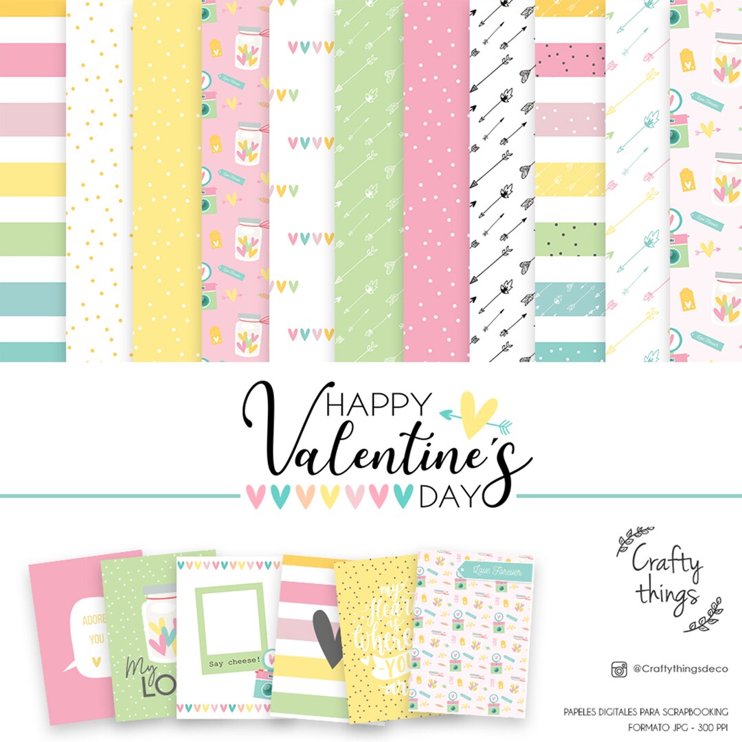 Digital Collection, HAPPY VALENTINE Kit, Digital Scrapbooking Paper ...