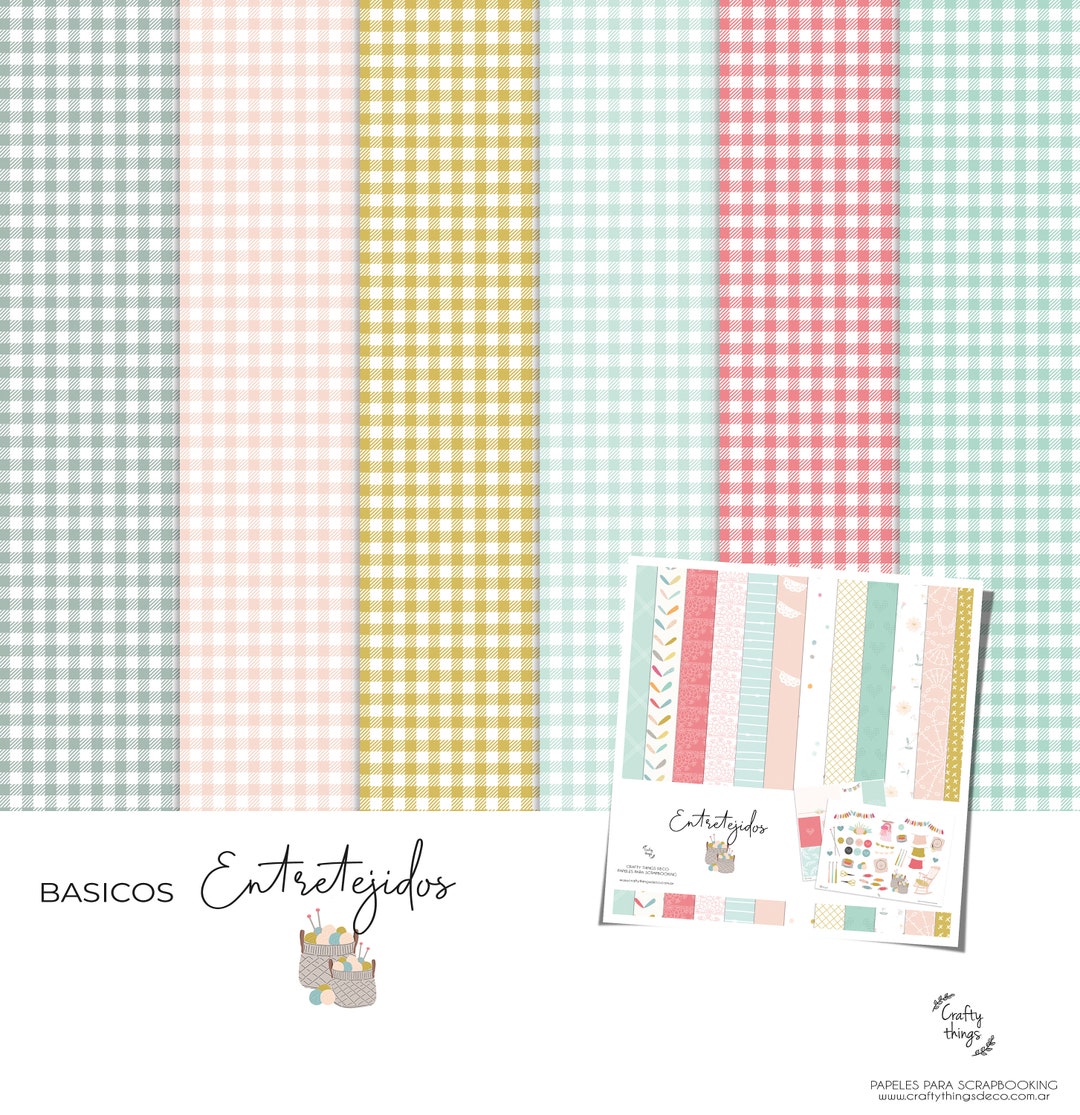 VICHY BASICS Interwoven, Digital Papers for Scrapbooking, Digital ...