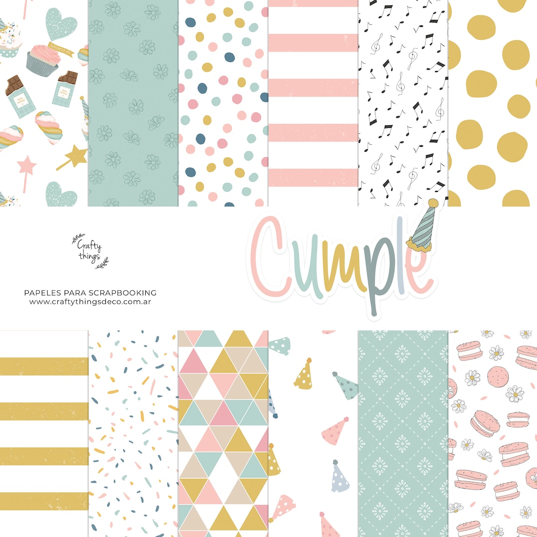 Birthday Kit, Digital Collection, Digital Scrapbooking Paper, Printable ...