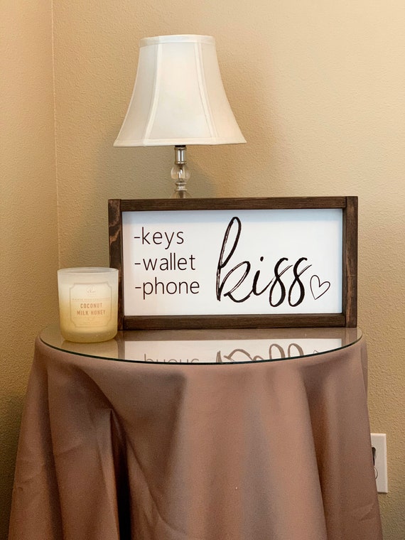 Home Décor Custom Wooden Sign Reminder Sign Phone Keys Wallet Reminder ...