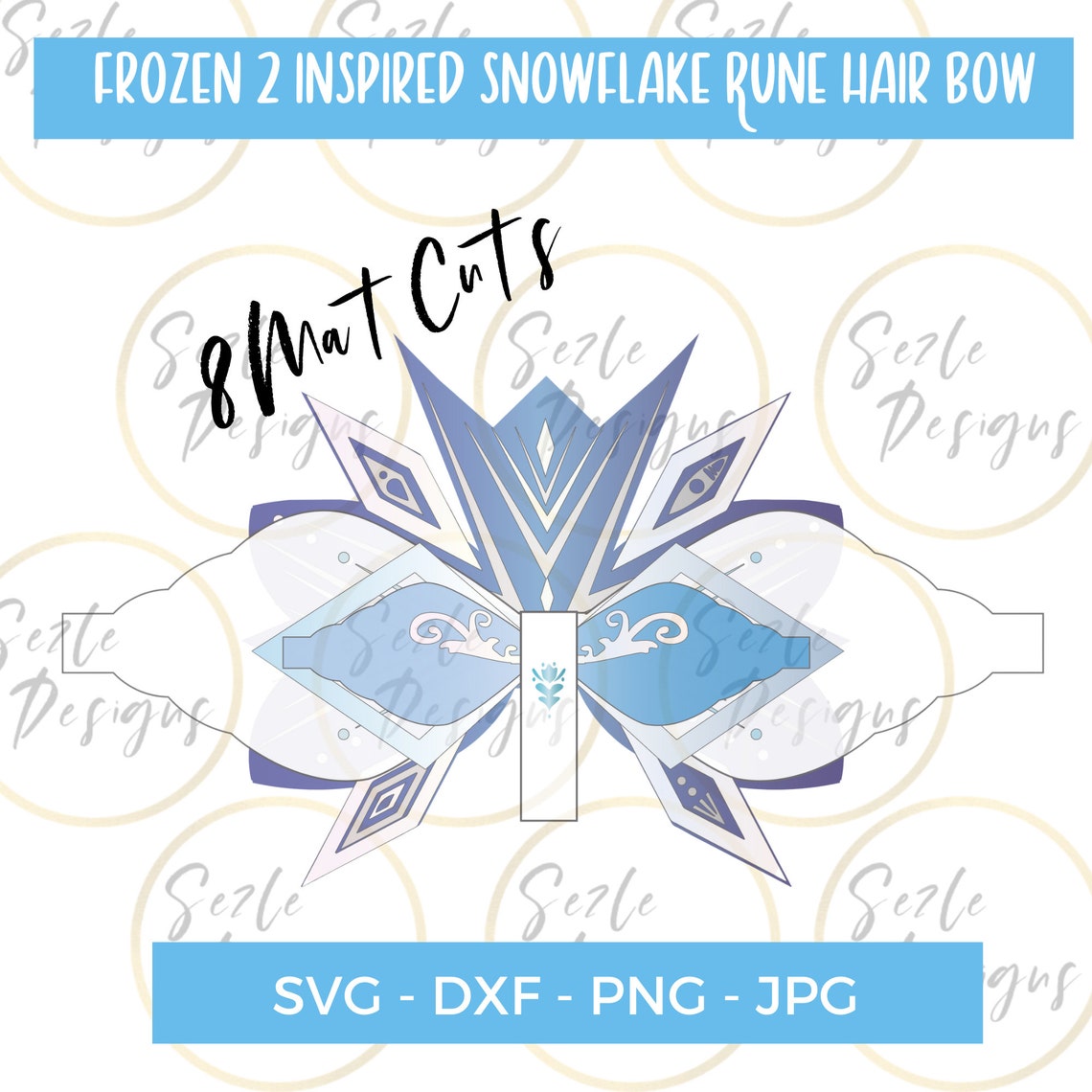 Elsa Inspired Frozen 2 Snowflake Rune Hair Bow Design Template SVG ...