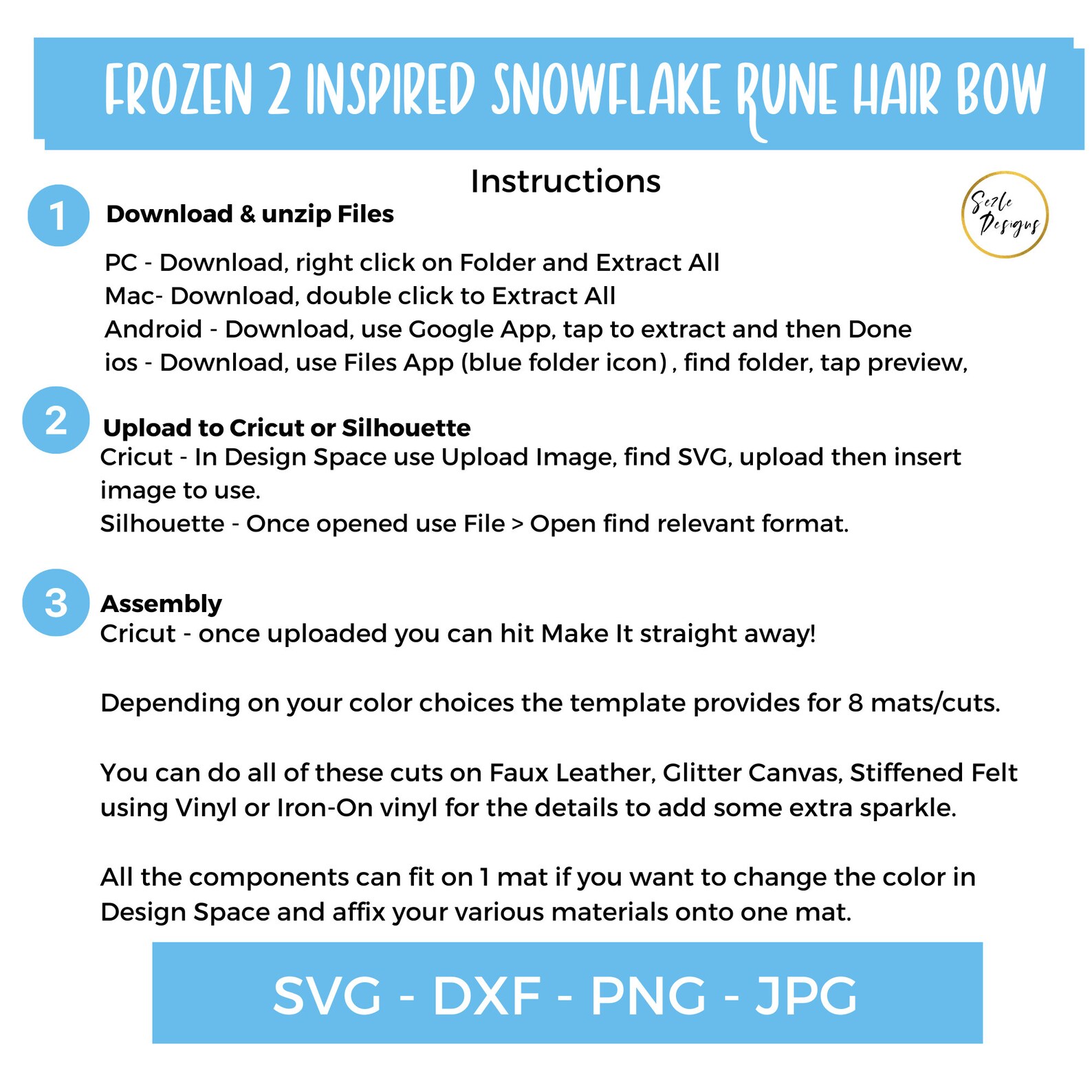 Elsa Inspired Frozen 2 Snowflake Rune Hair Bow Design Template SVG ...