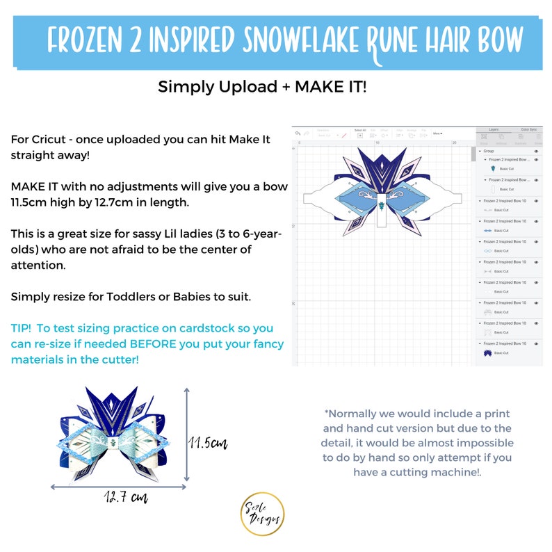 Elsa Inspired Frozen 2 Snowflake Rune Hair Bow Design Template SVG ...