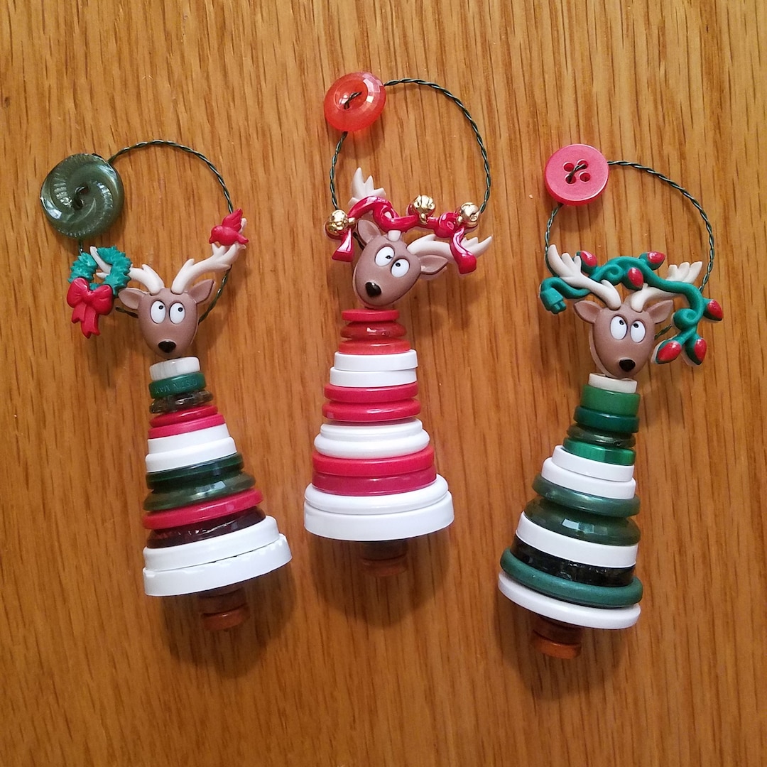 Set of Christmas Button Ornaments/ Several Styles - Etsy