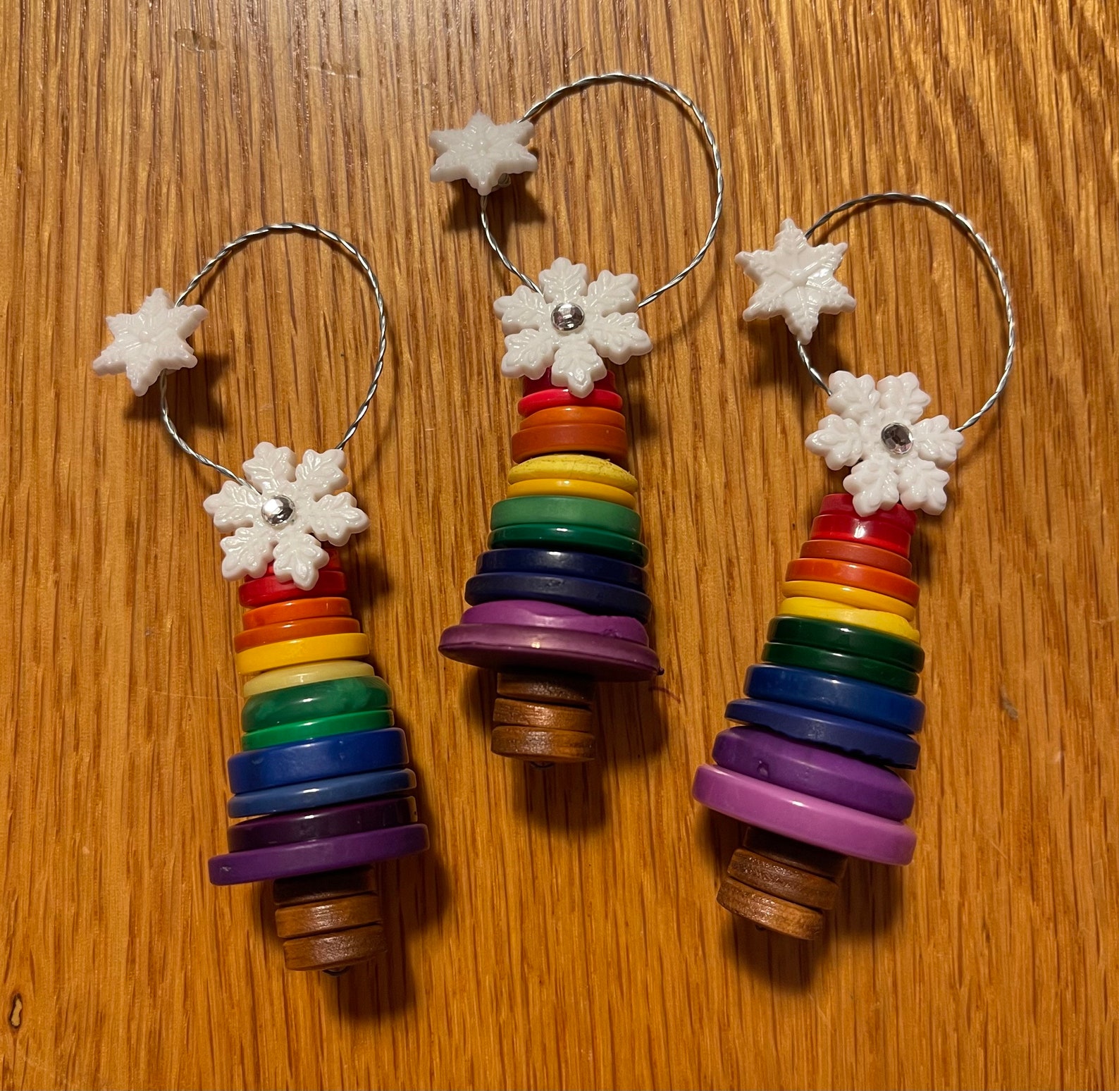 Rainbow Button Tree Ornaments - Etsy