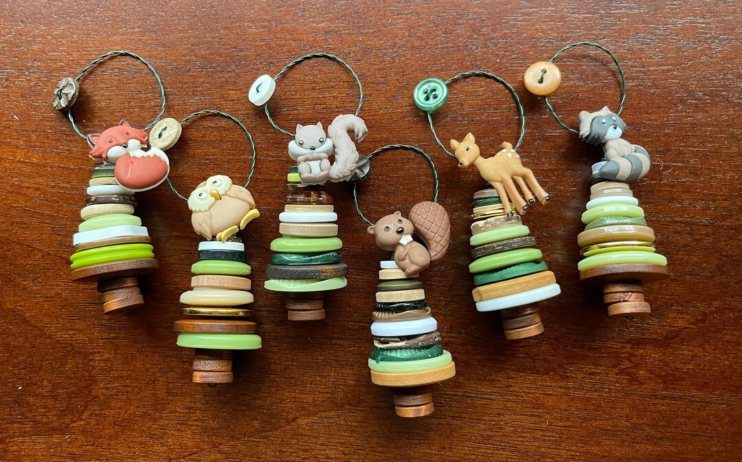 Forest Friends Button Ornaments - Etsy
