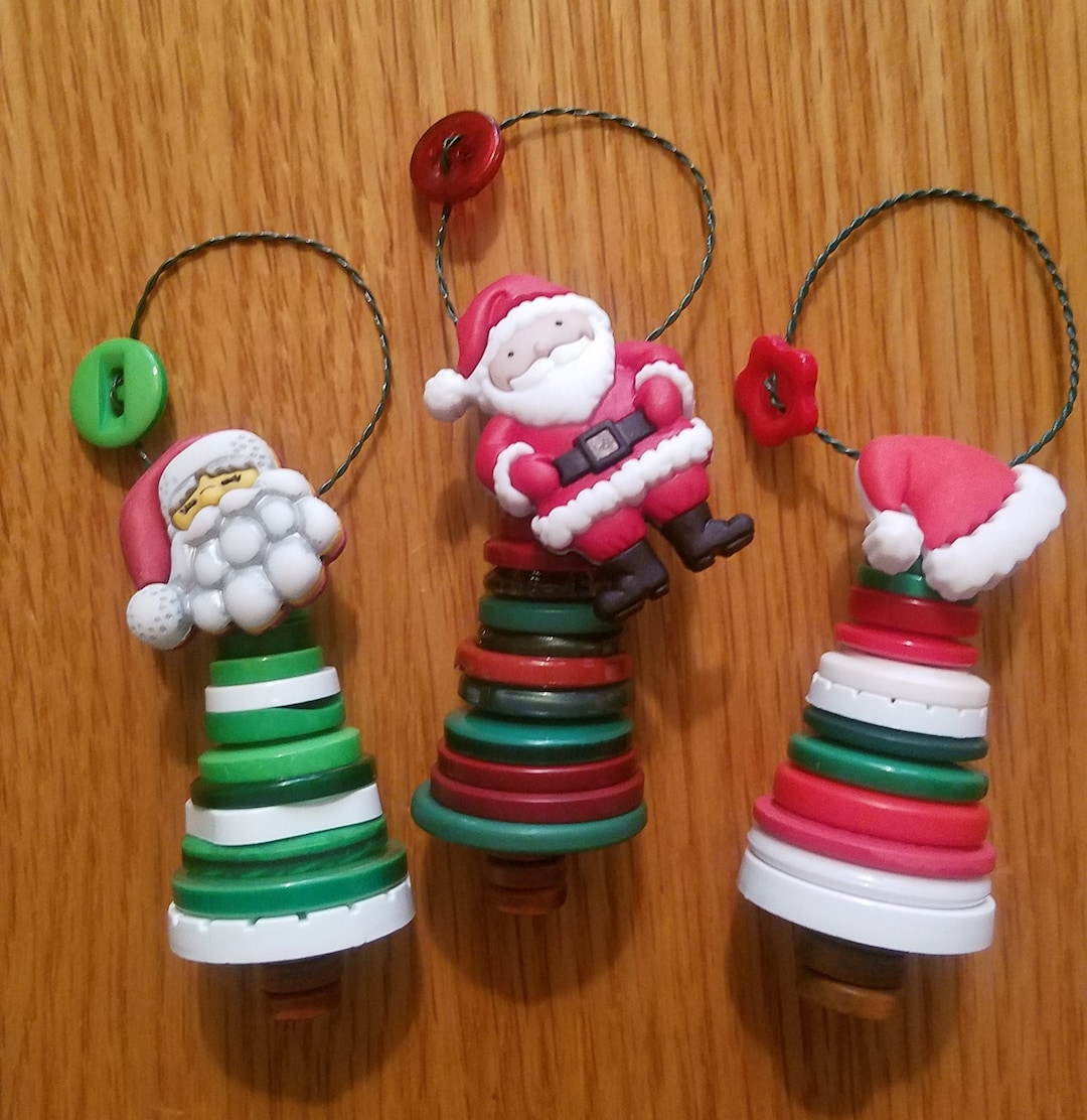 Set of Christmas Button Ornaments/ Several Styles - Etsy