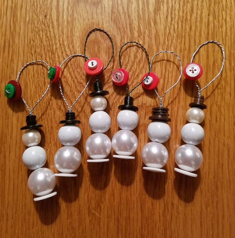Set of Snowman Button Ornaments - Etsy