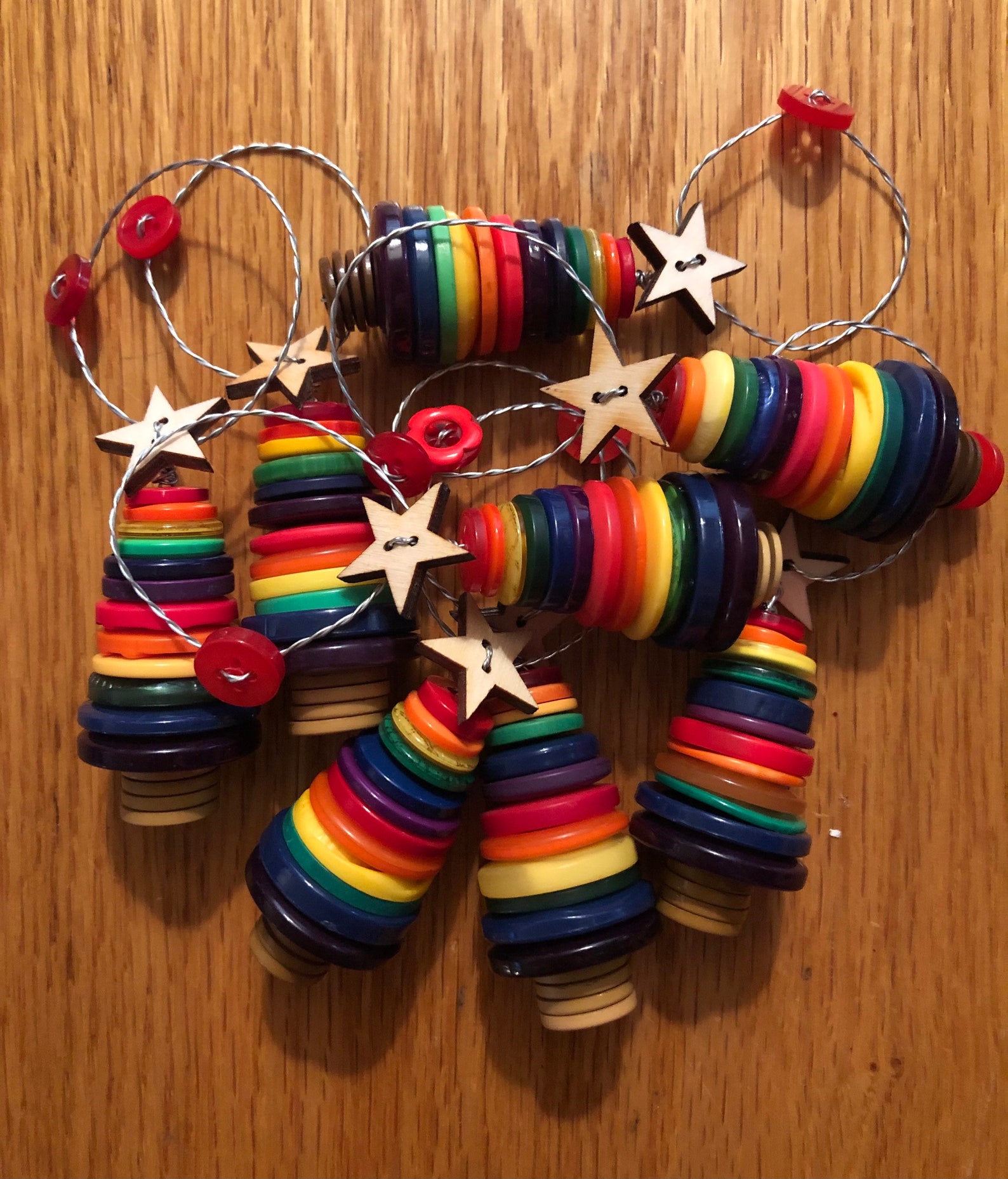 Rainbow Button Tree Ornaments - Etsy