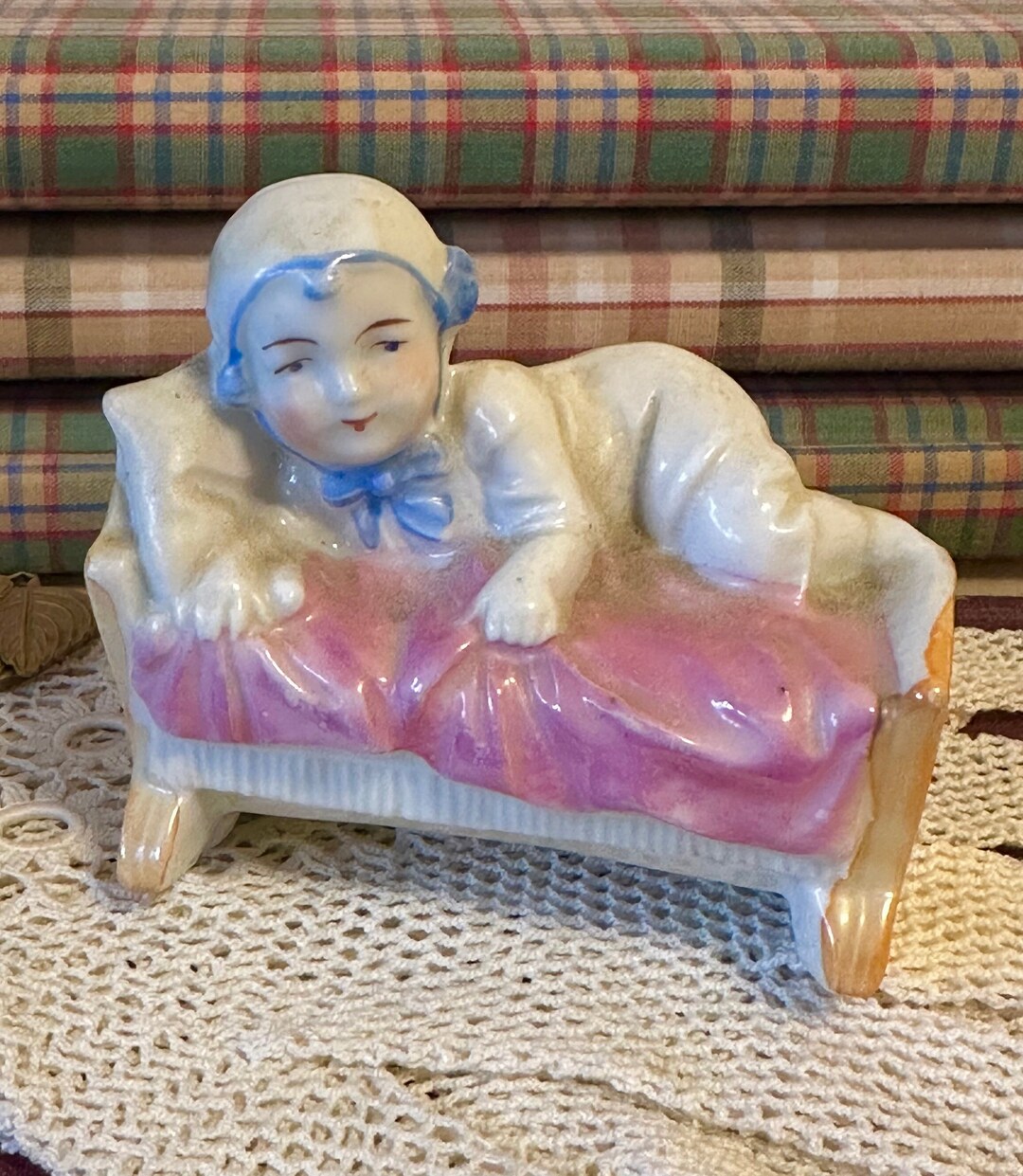 Antique German Porcelain Baby Figurine, Victorian Baby Bank, Baby in ...