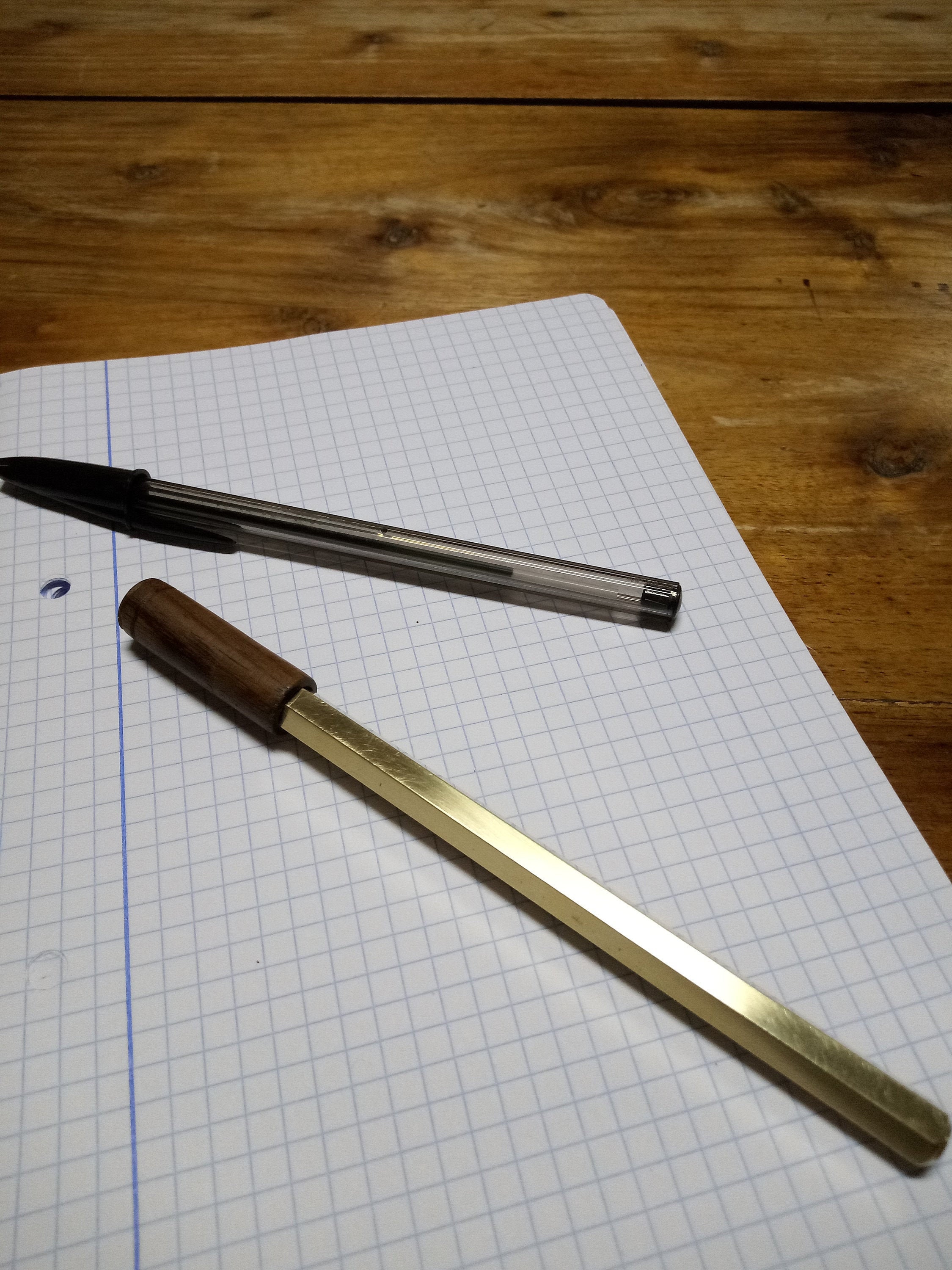 Big - Pal Hex Pen With a Wood Cap, Ballpoint Pen, Brass Pen, 100% ...