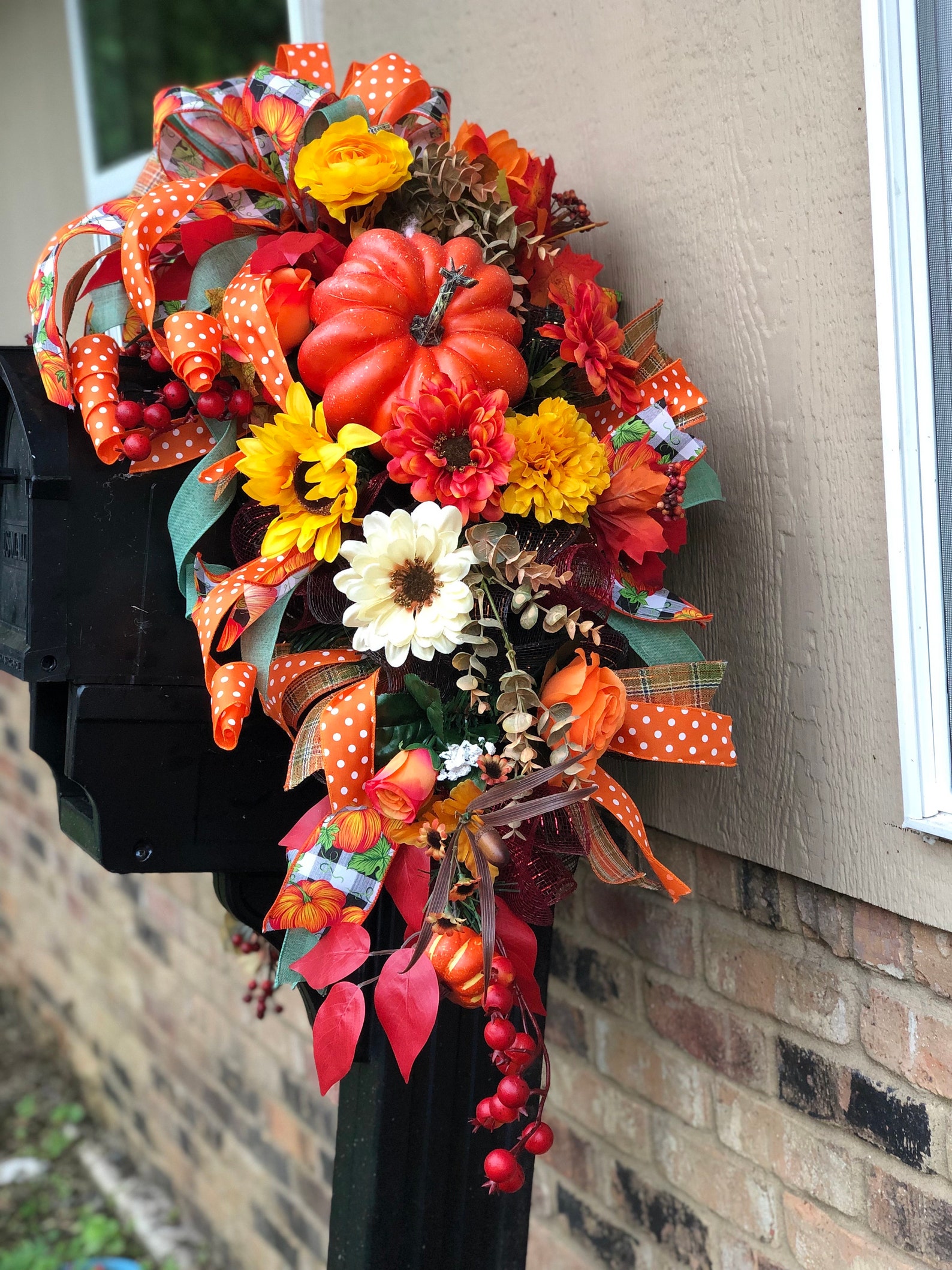 Mailbox Swag, Fall Mailbox Decor, Fall Mantle Swag, Autumn Hanger ...