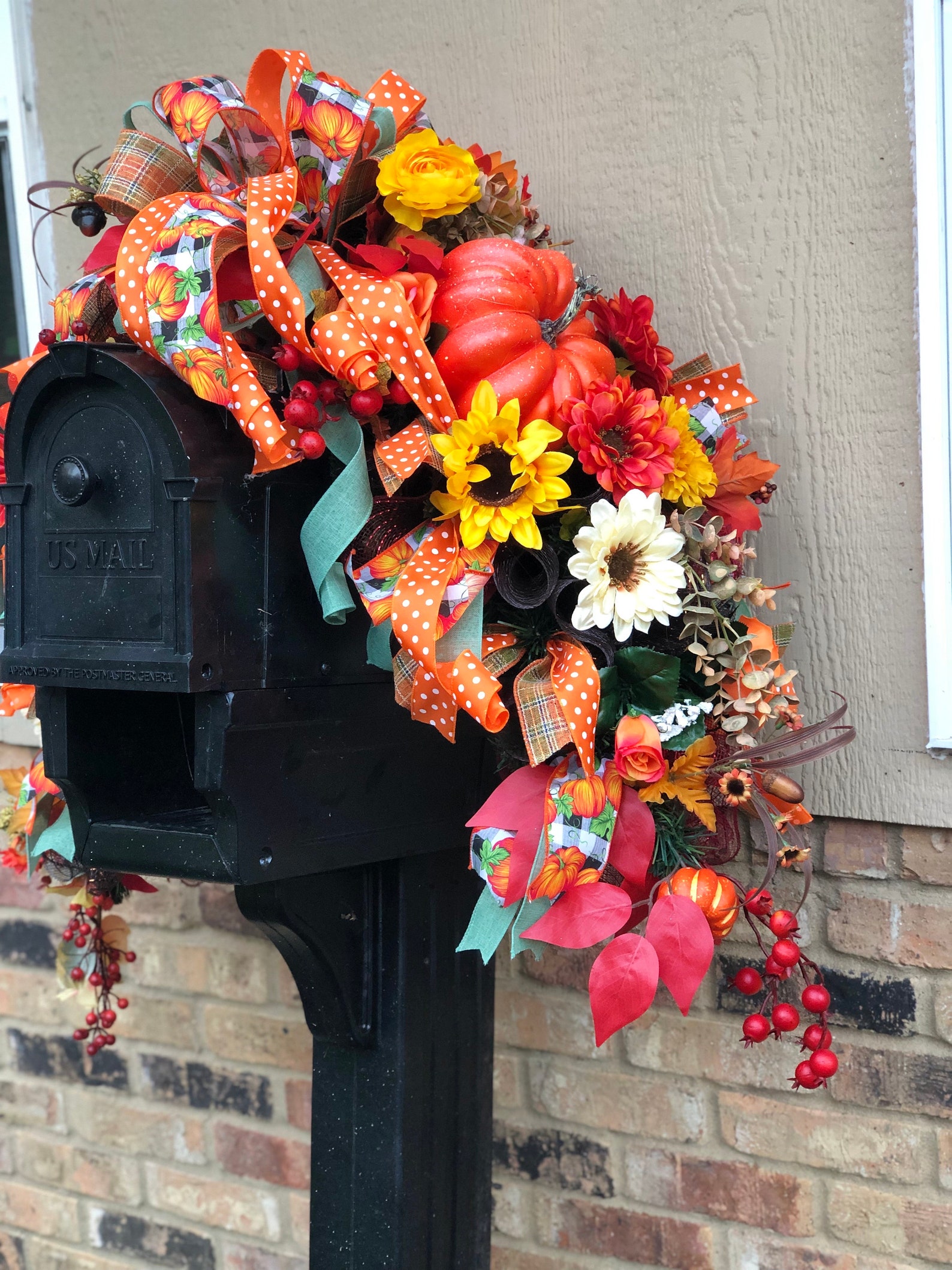 Mailbox Swag, Fall Mailbox Decor, Fall Mantle Swag, Autumn Hanger ...