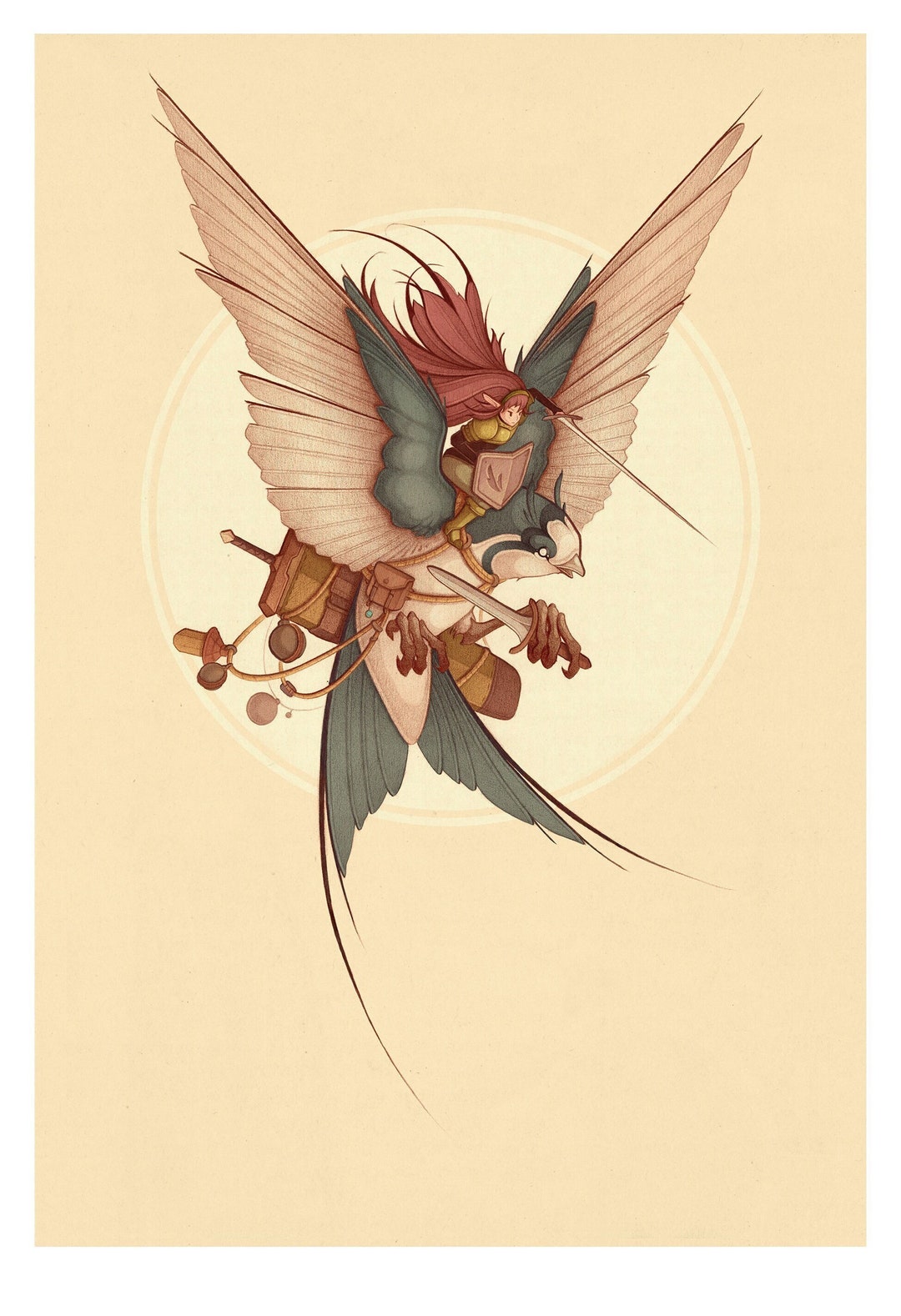 RPG "fighter" Bird 13x13 Print - Etsy