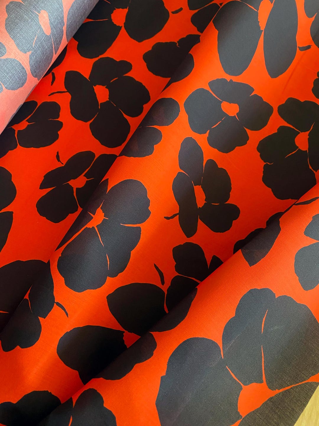 Bucol Made in France Luxury Red Poppy Print Cotton Poplin Fabric/price ...