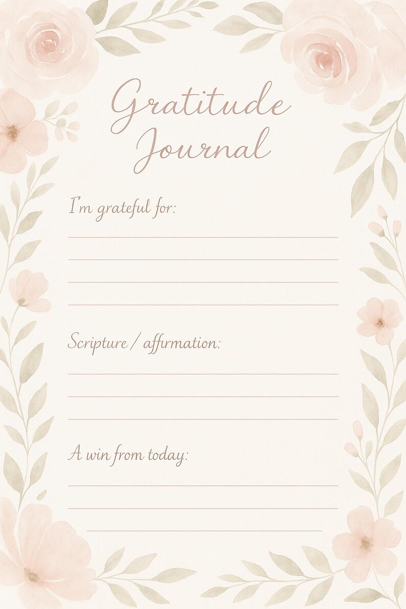Printable Gratitude Journal Page | Daily Affirmations + Scripture ...