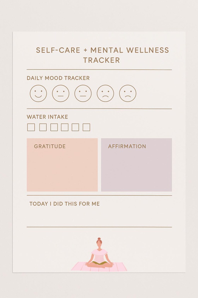 Self-care Tracker Printable | Daily Mental Health & Mood Journal ...