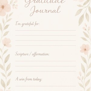 Printable Gratitude Journal Page | Daily Affirmations + Scripture ...
