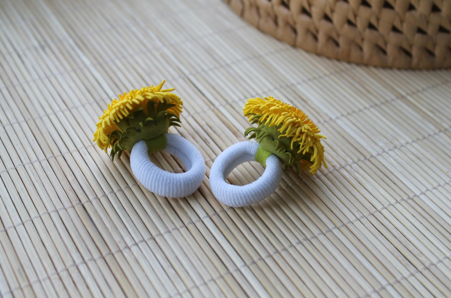 Yellow Dandelion Ponytail Holder Hair Elastic Girls - Etsy
