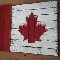 Handmade Rustic Wood Canadian Flag | Canada Decor and Gift | Made in ...