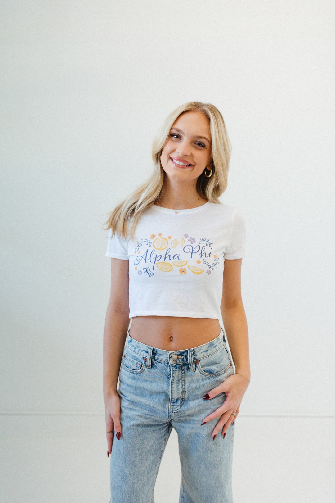 Lemon Drop Crop Top / White Sorority Tee / White Sorority T-shirt ...