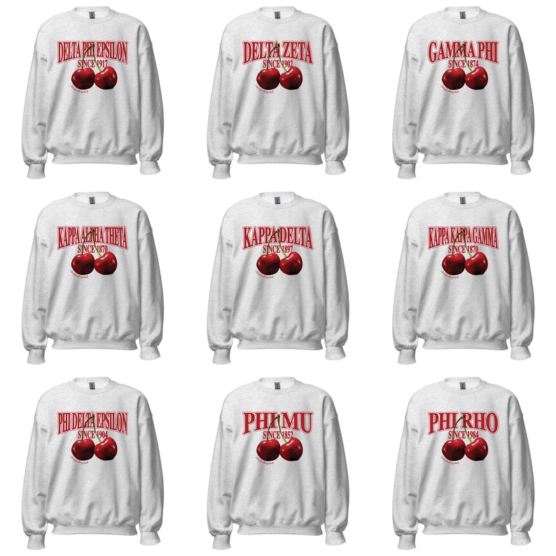 I Love You Cherry Much Crewneck / Grey Sorority Crewneck / Grey ...