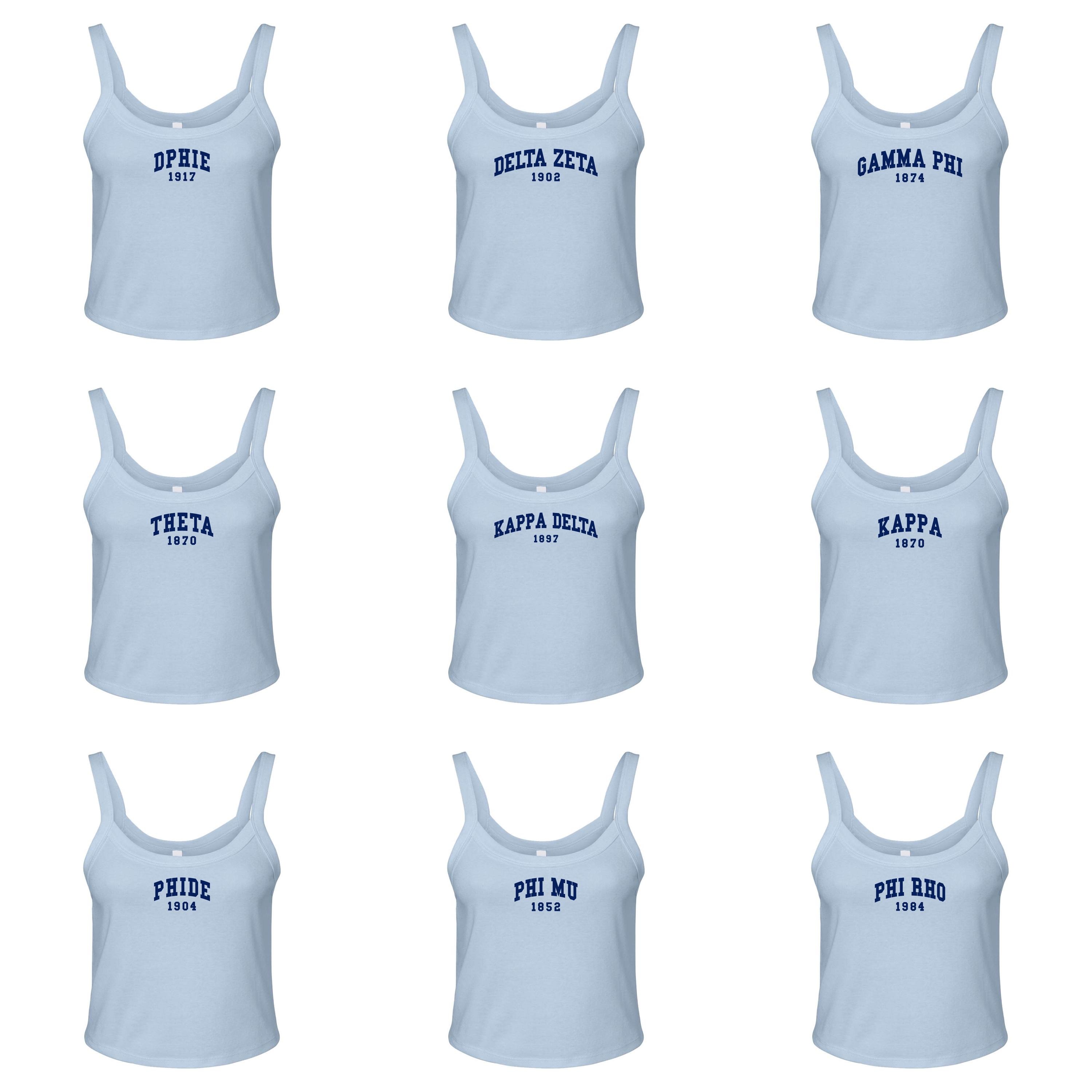 Light Blue Collegiate Tank Top / Blue Sorority Tank / Blue Sorority Top ...