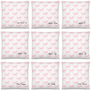 Pink Bow Pillow / Sorority Pillow / Sorority Throw Pillow / Sorority ...