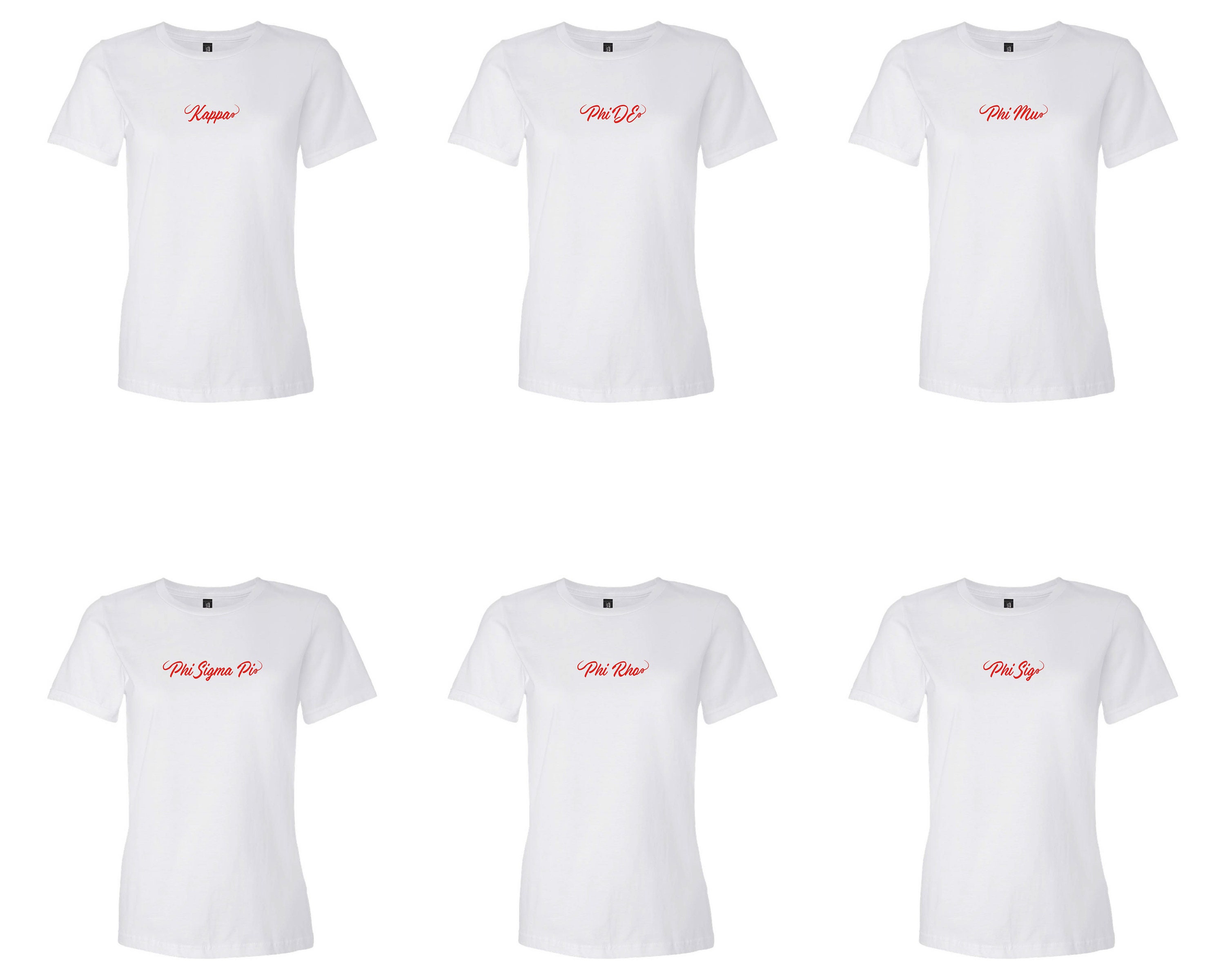 Red Cursive Embroidered Tee / White Sorority Tee / White | Etsy