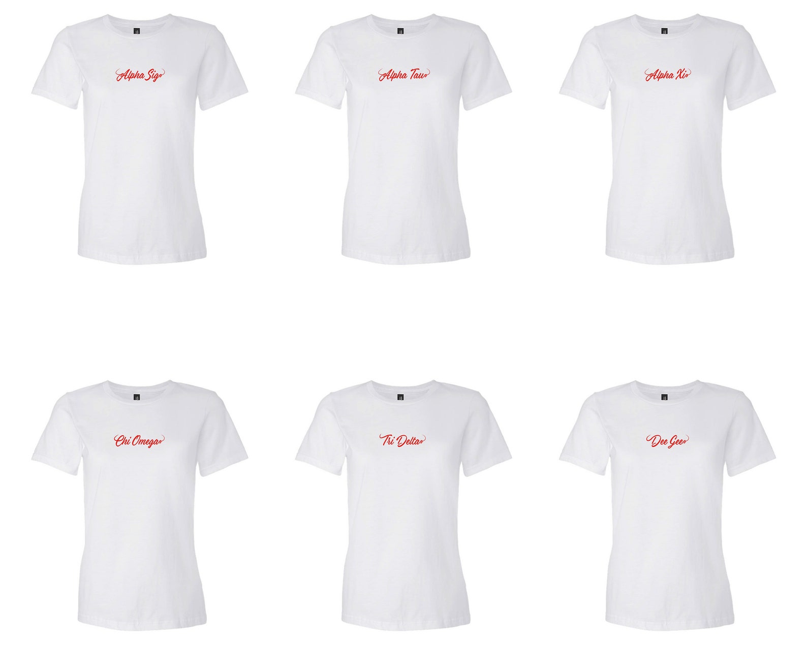Red Cursive Embroidered Tee / White Sorority Tee / White - Etsy