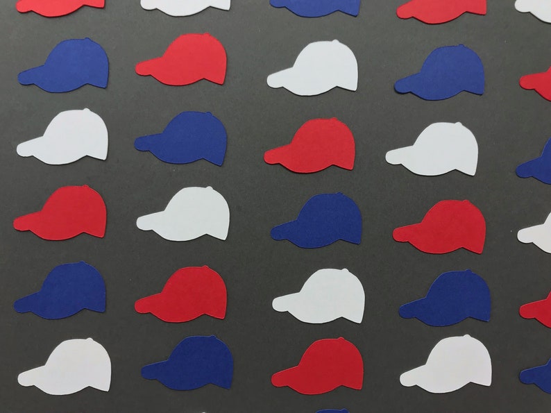 Red White and Blue Baseball Caps Baseball Cap Confetti - Etsy