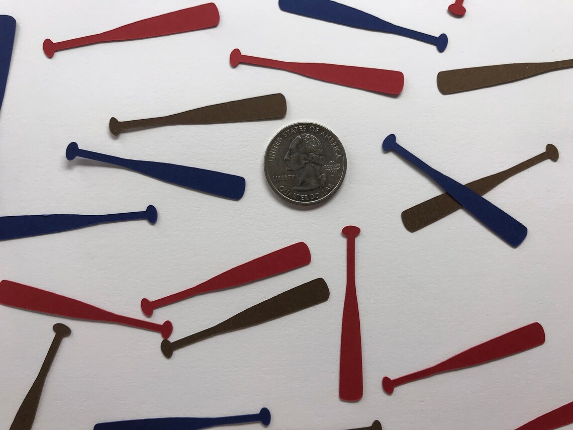 Red, Brown, and Blue Baseball Bat Confetti - Baseball Decor - Baseball ...