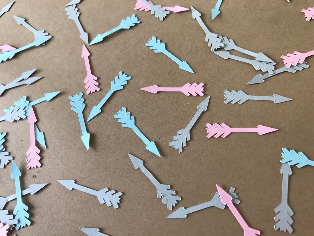 Blue, Pink, and Grey Arrow Confetti - Baby Shower Decor - Arrow Baby ...