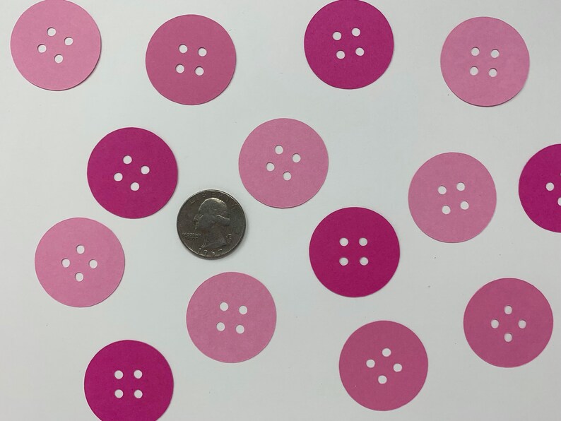 Shades of Pink Button Confetti - Cute as a Button Baby Shower - Button ...