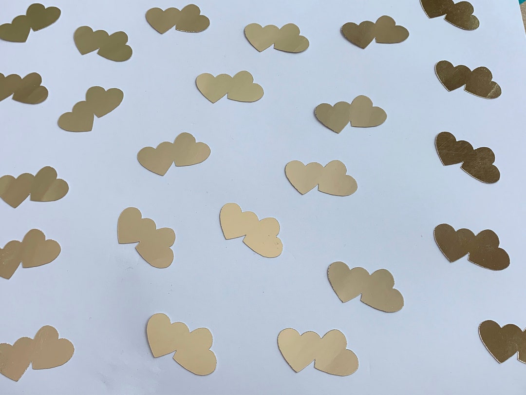 Gold Foil Heart Confetti - Gold Heart Confetti - Double Heart Confetti ...