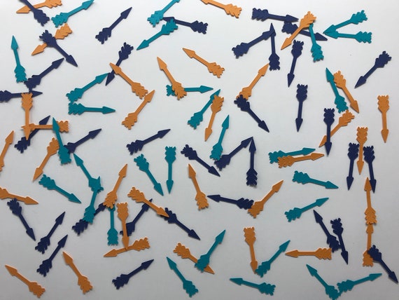 Navy Orange and Teal Arrow Confetti Tribal Party | Etsy