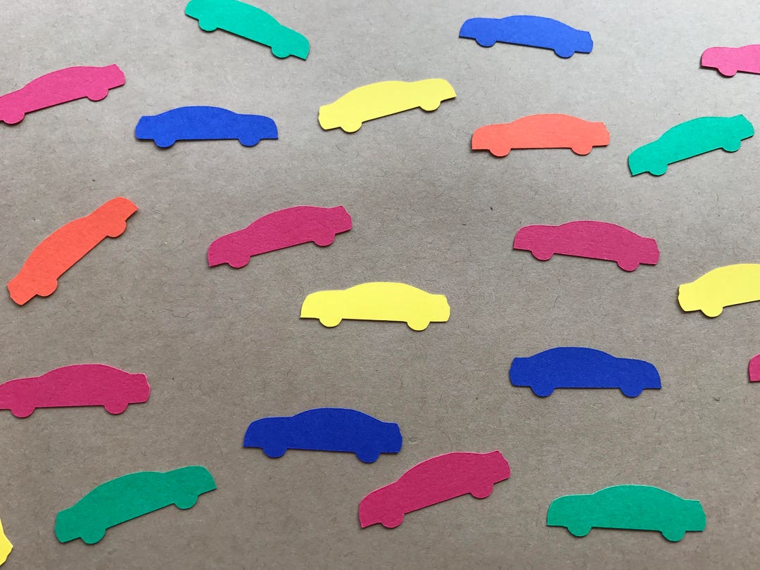 Car Confetti - Primary Color Car Confetti - Car Birthday Party - Car ...