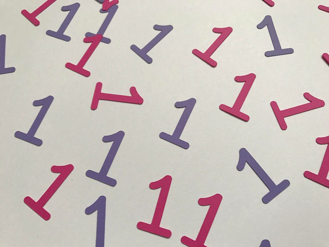 Pink and Purple 1 Confetti Number Confetti First Birthday | Etsy