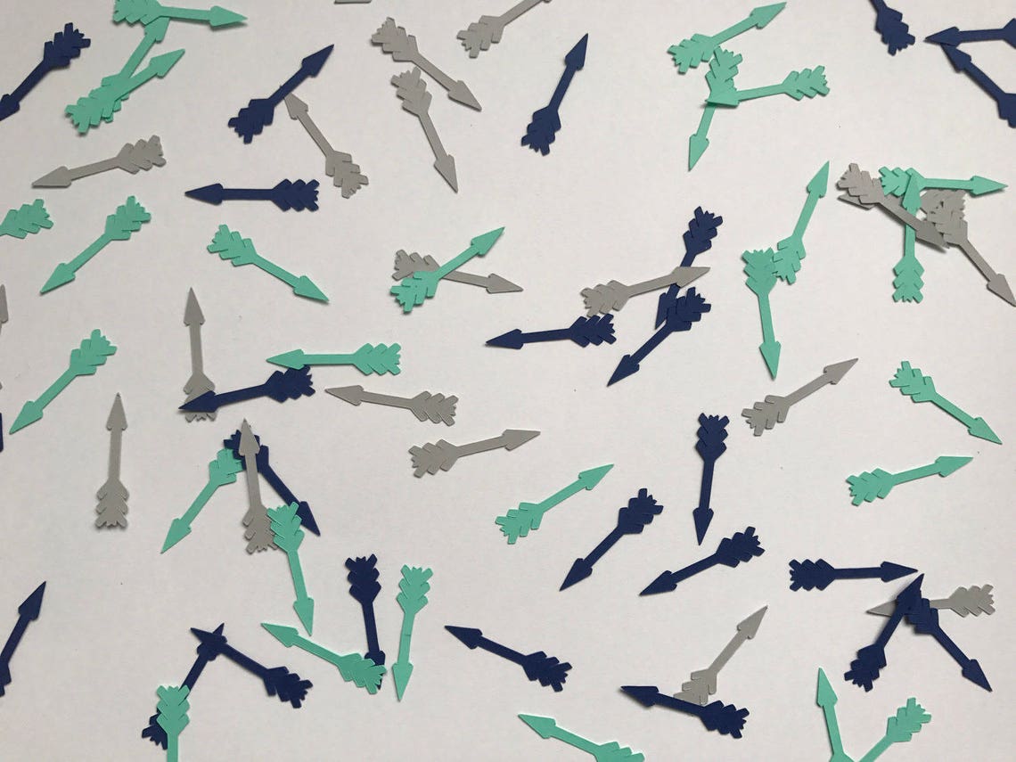 Navy Mint and Grey Arrow Confetti Tribal Party Decorations - Etsy