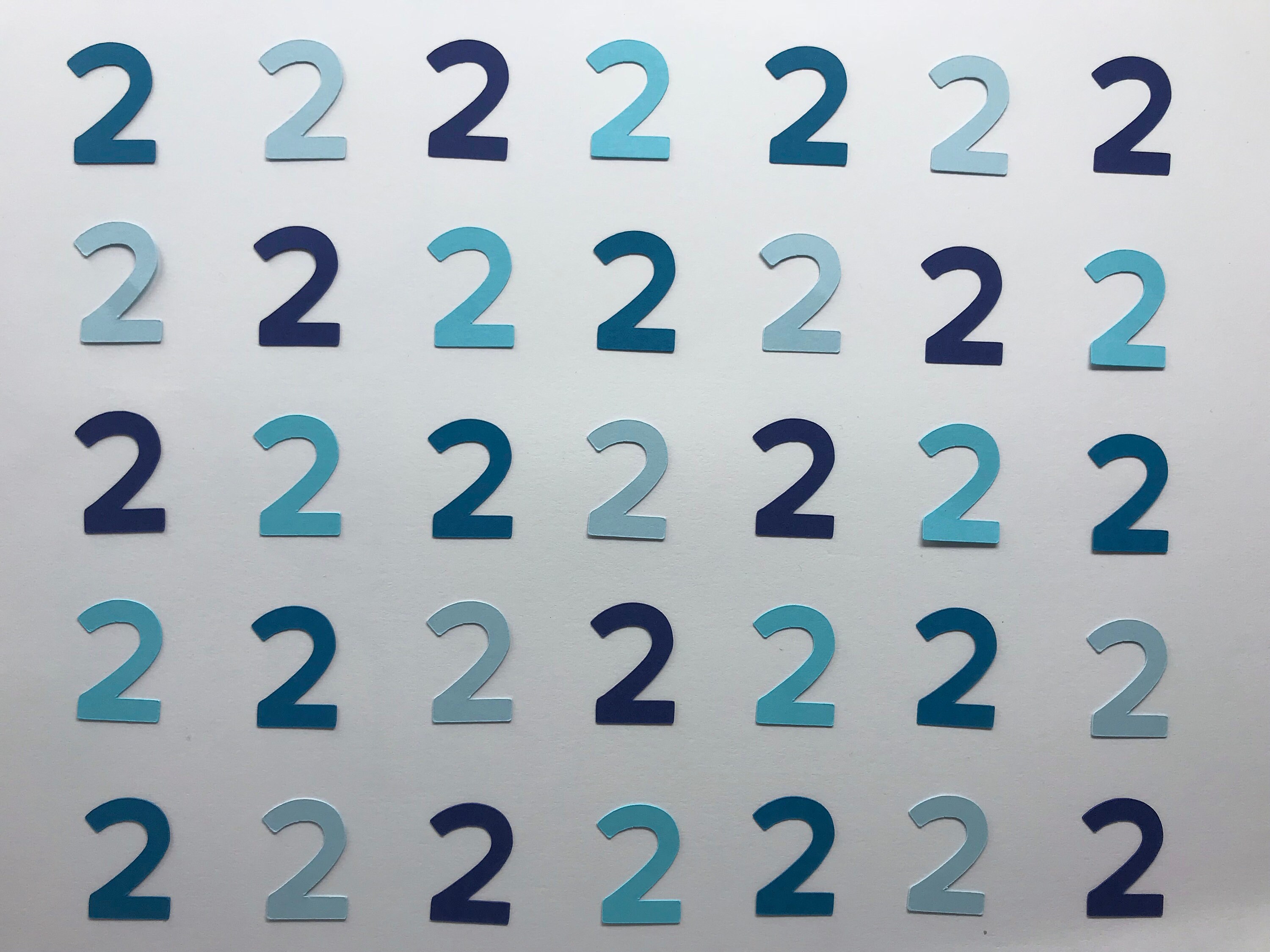 Shades of Blue 2 Confetti 2nd Birthday Party Decor Number - Etsy